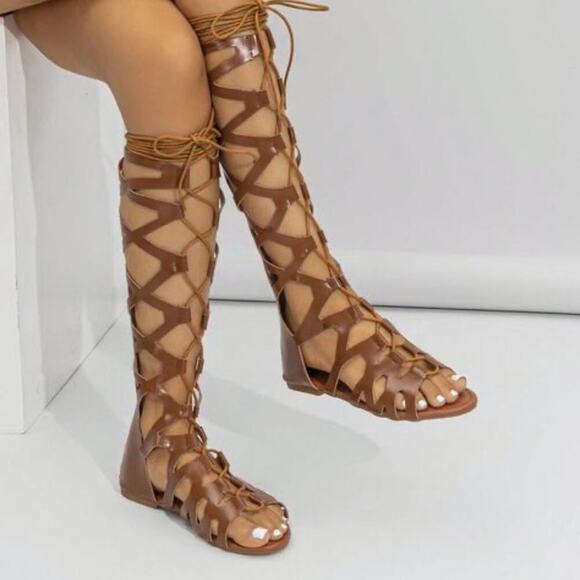 Shi by JOURNEYS | Shoes | Tan Gladiator Sandals With Suede Finish And ...